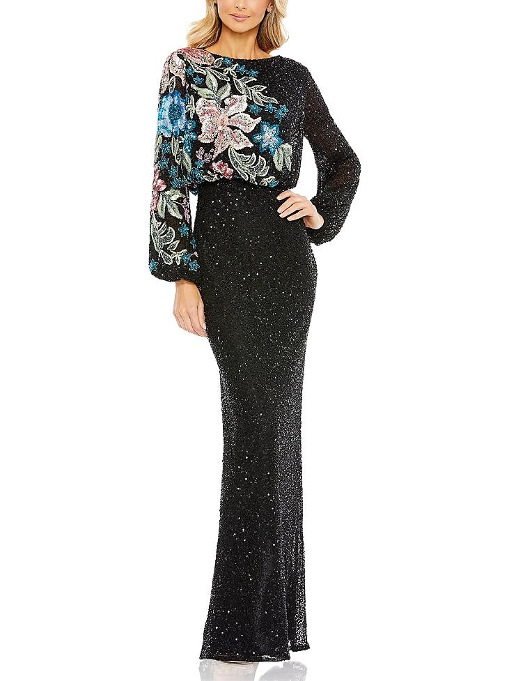 MAC DUGGAL Embellished Floral High Neck Gown